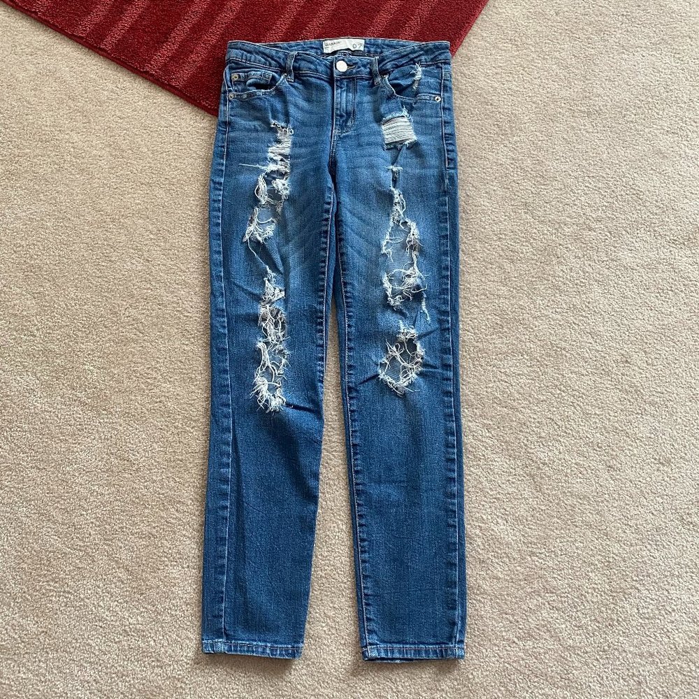 Garage Jrs 7 Super Skinny Distressed Hole Jeans - Gem